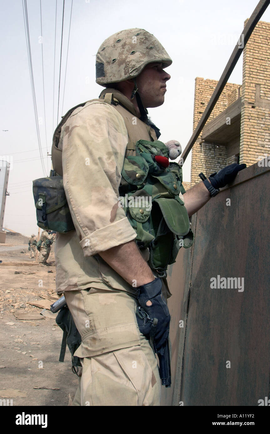 9 April 2003 Bagdad Iraq Marines of the 3rd Battalion 4th Marines ...