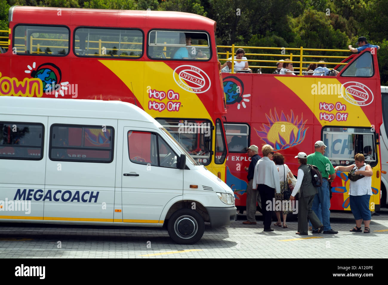 Tourbuses parked and wait for passengers Cape Town South Africa RSA ...