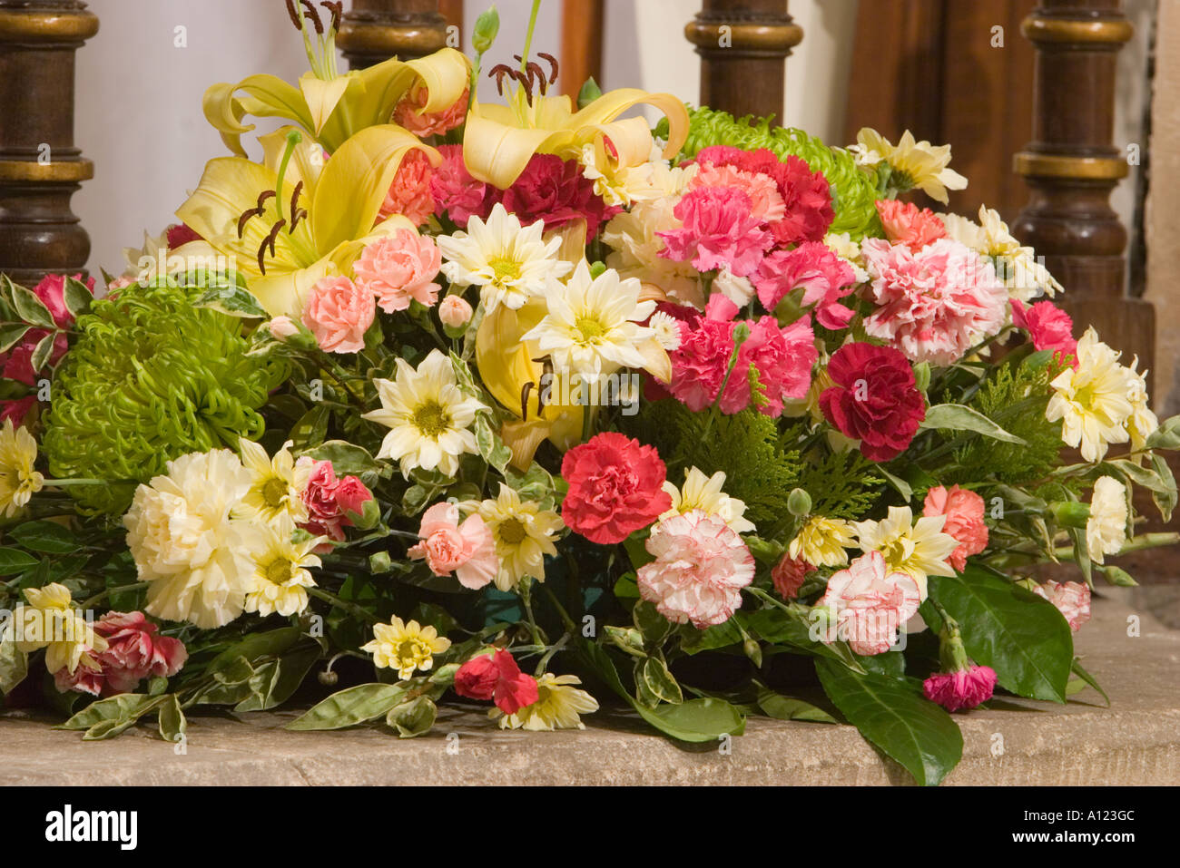 Church flower arrangement Stock Photo - Alamy