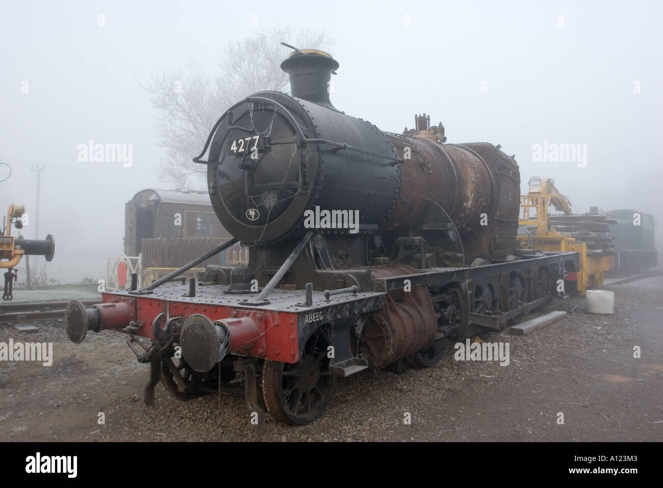 Steam locomotive on a frosty morning covered in frozen cobwebs Stock ...