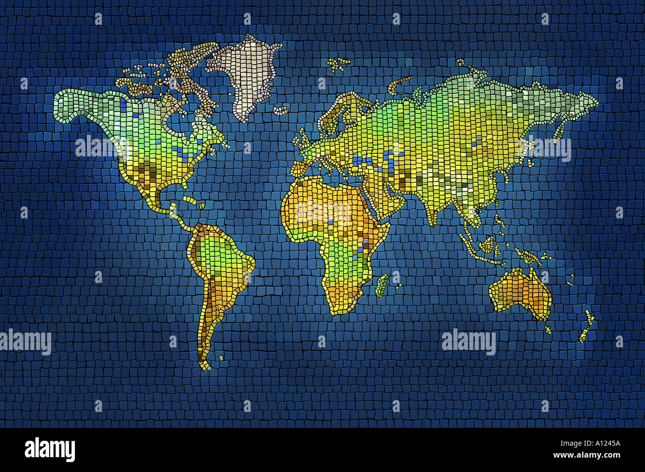 Mosiac map of the world Stock Photo - Alamy