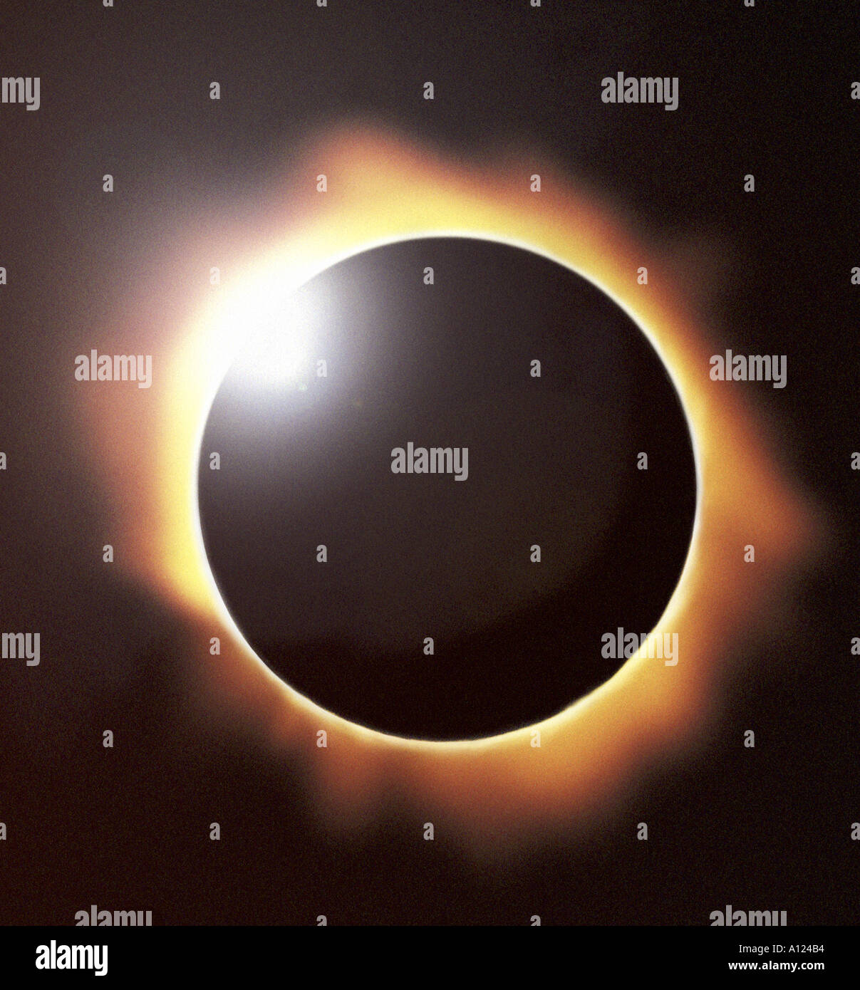 Total eclipse of the sun showing diamond ring effect Stock Photo - Alamy
