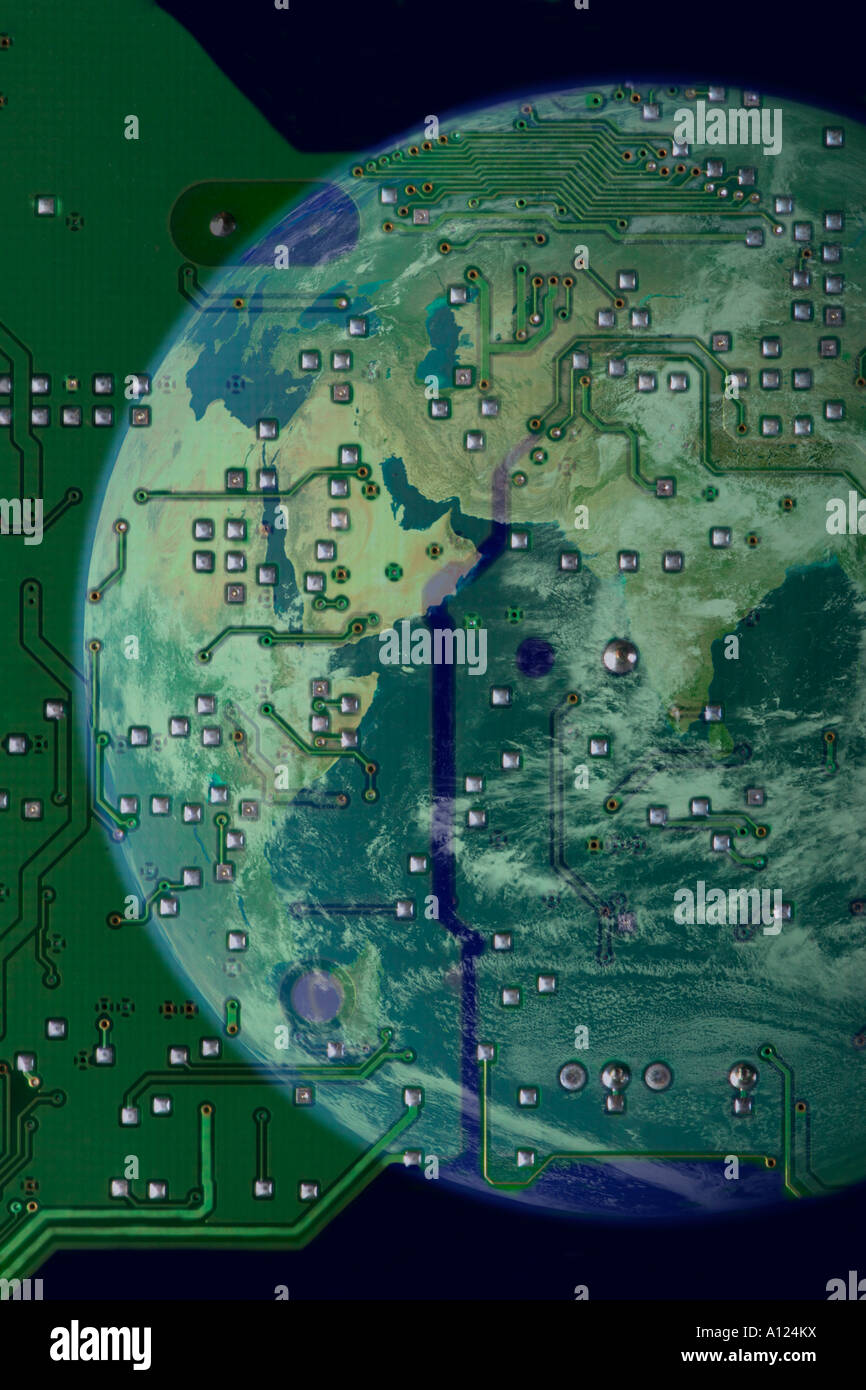 The earth and a printed circuit board Stock Photo - Alamy