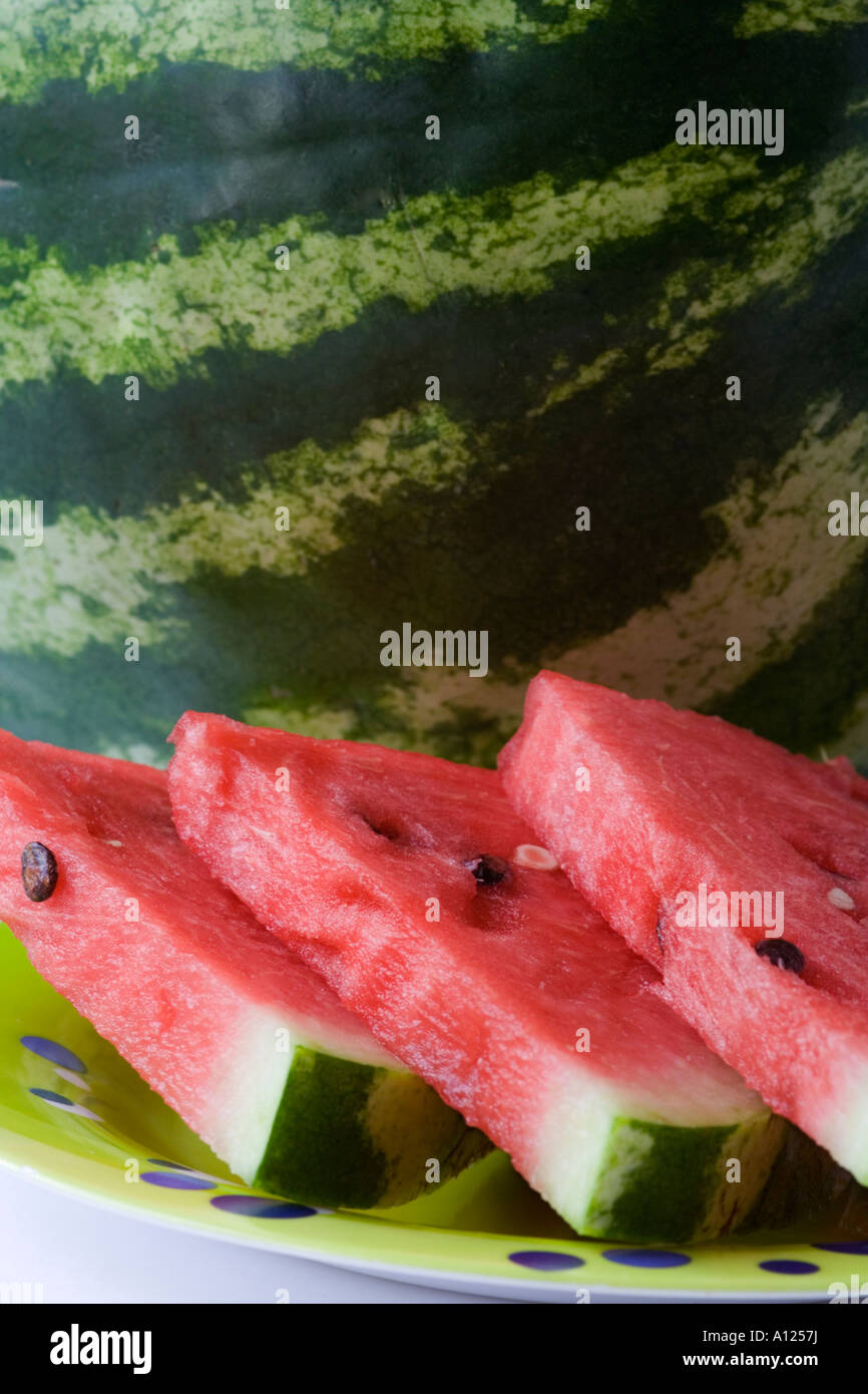 some watermelon peaces on a dish Stock Photo - Alamy