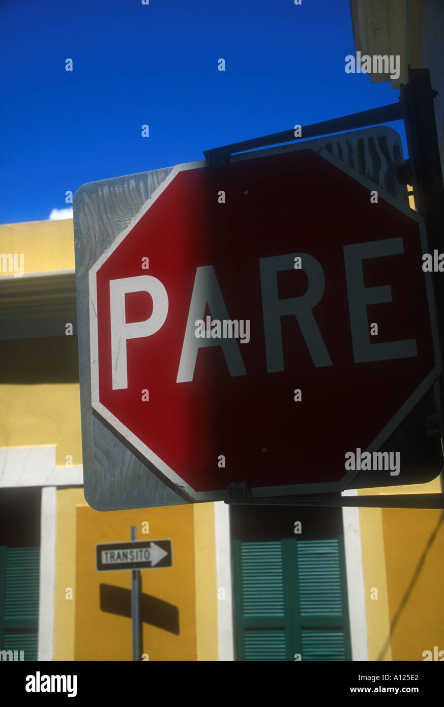 Spanish language street signs in San Juan Puerto Rico Stock Photo - Alamy