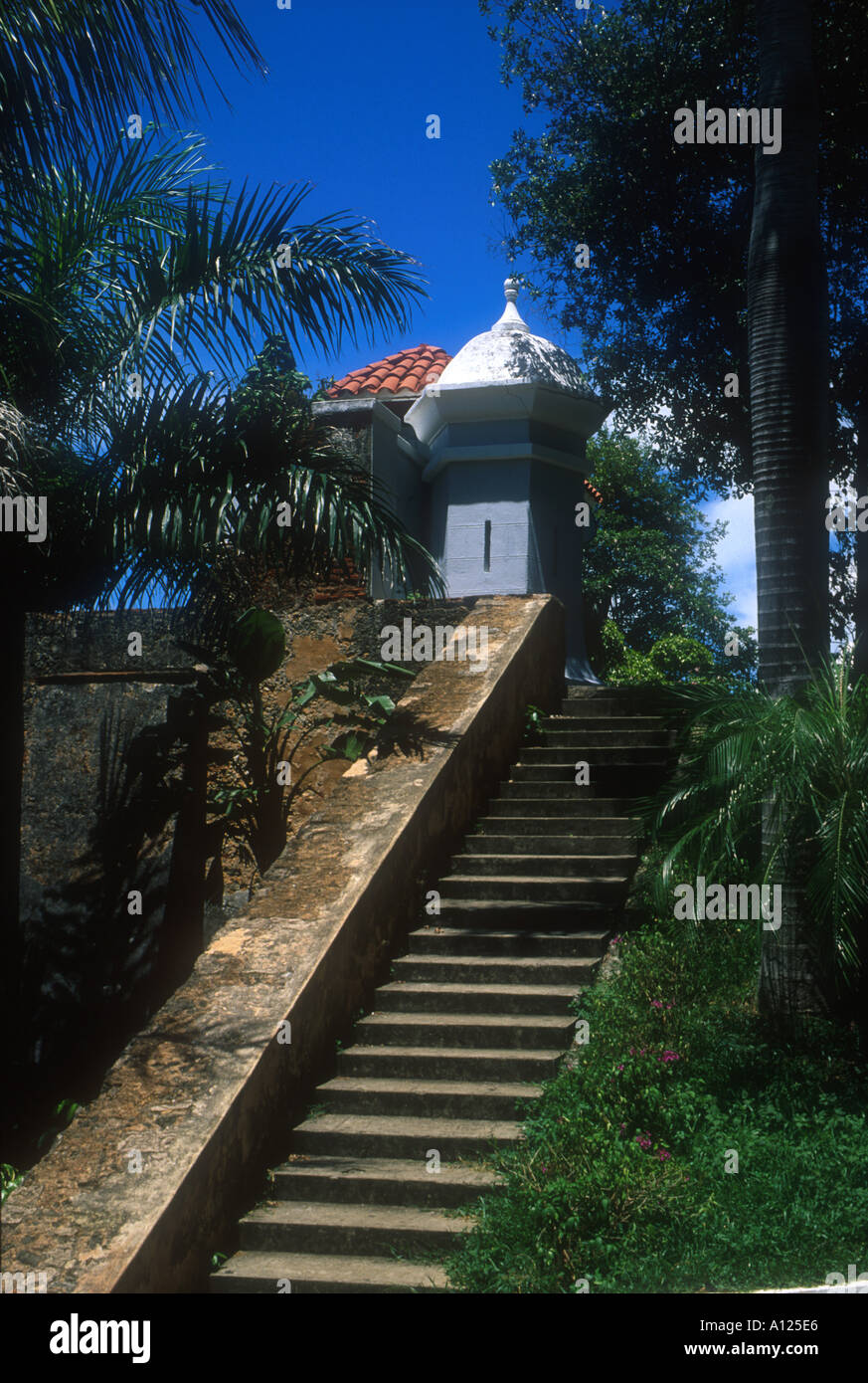 Stairway onto wall around Old San Juan Puerto Rico Stock Photo - Alamy