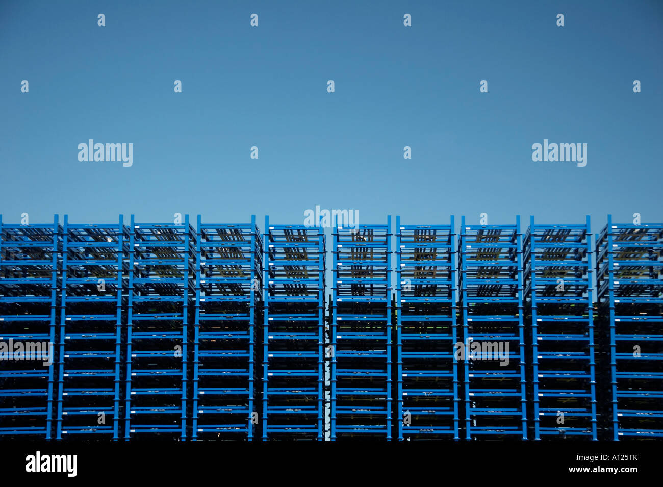Stack of blue palettes Stock Photo - Alamy
