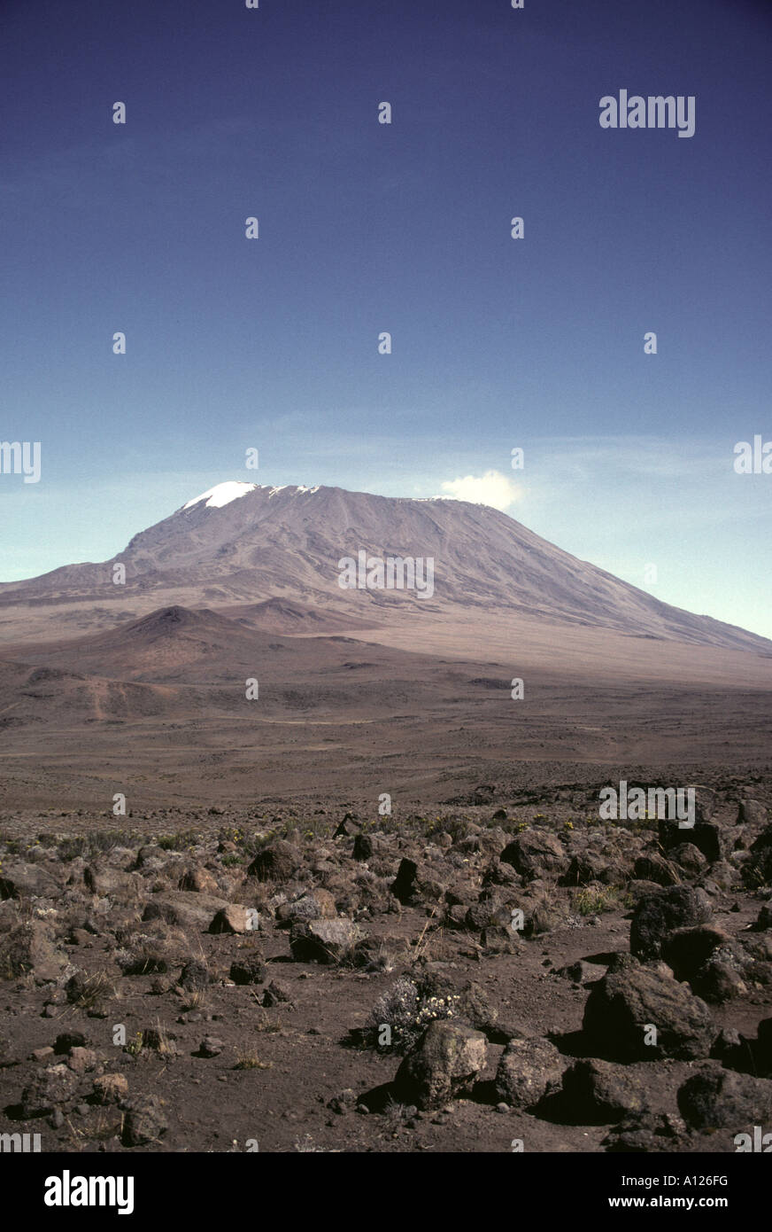 Kibo Peak of Mt Kilimanjaro as seen from the saddle near the summit ...