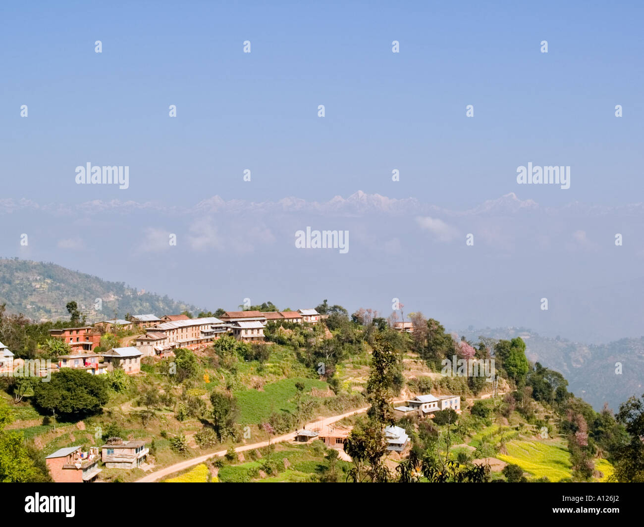 TYPICAL RURAL VILLAGE high in Himalayan foothills above Dhulikhel and ...