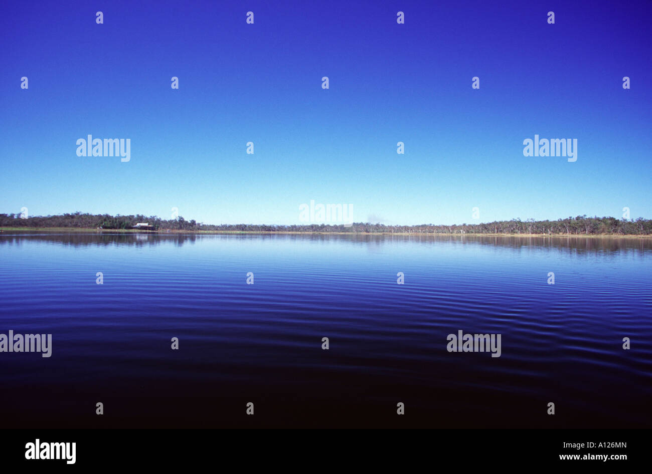 Mirror like water of Clancys Lagoon, Mareeba Wetlands, Mareeba ...