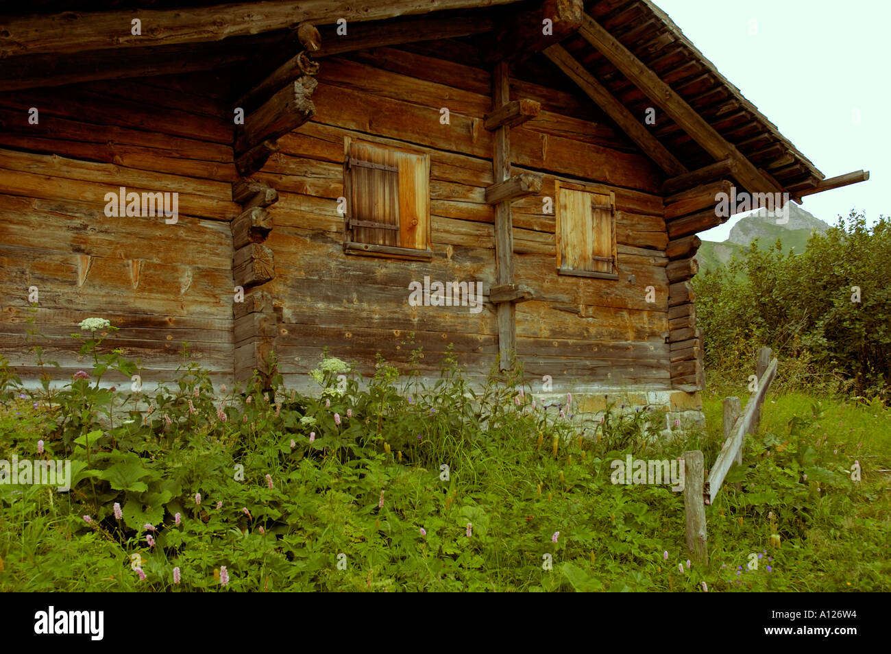 Traditional Construction Barn Adelboden Frutigen Bern Switzerland Stock ...