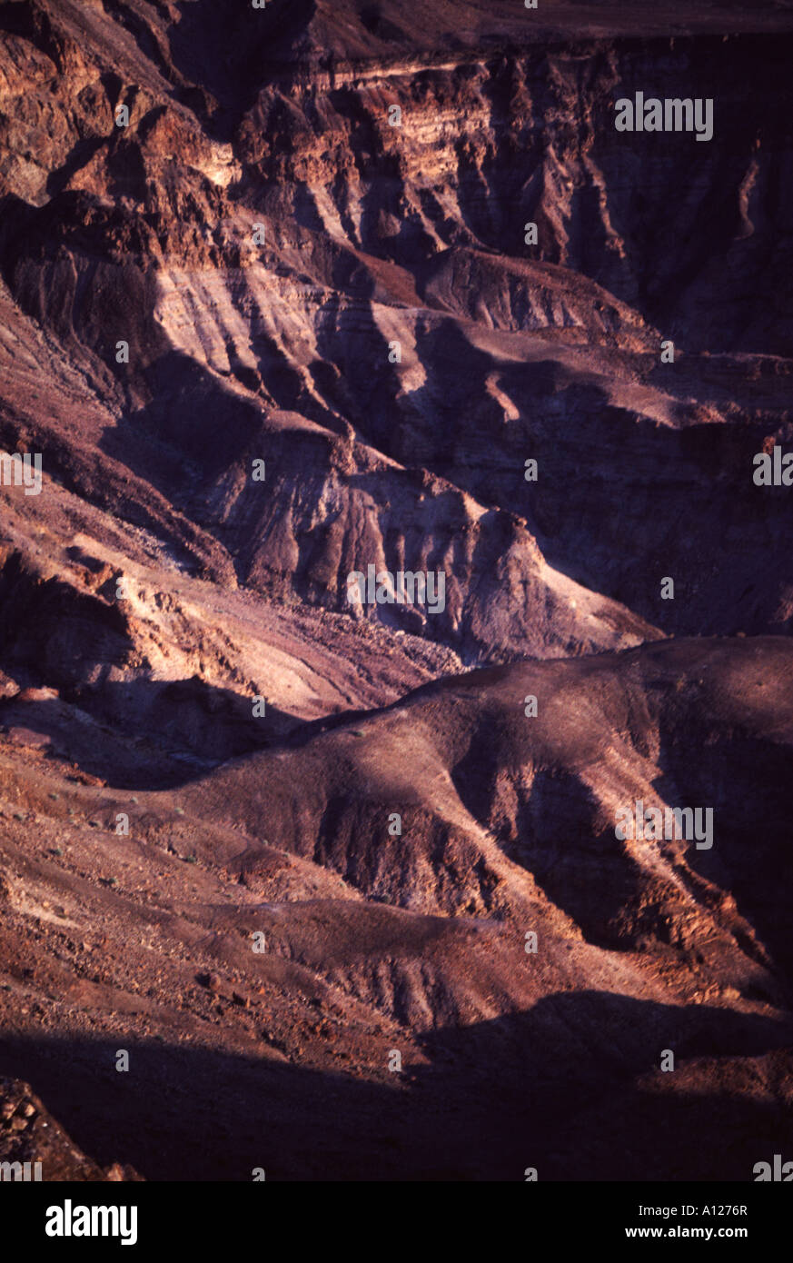 The undulating valley floor of the Fish River Canyon, Namibia, southern ...