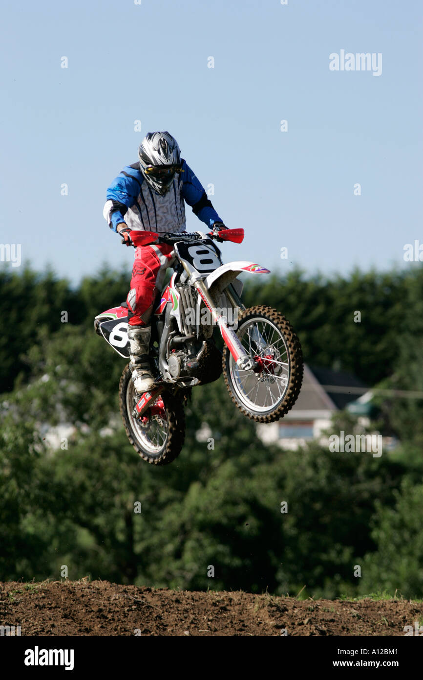 Andrew O Brien 8 jumps his 250 Honda over a jump at tandragee motocross ...