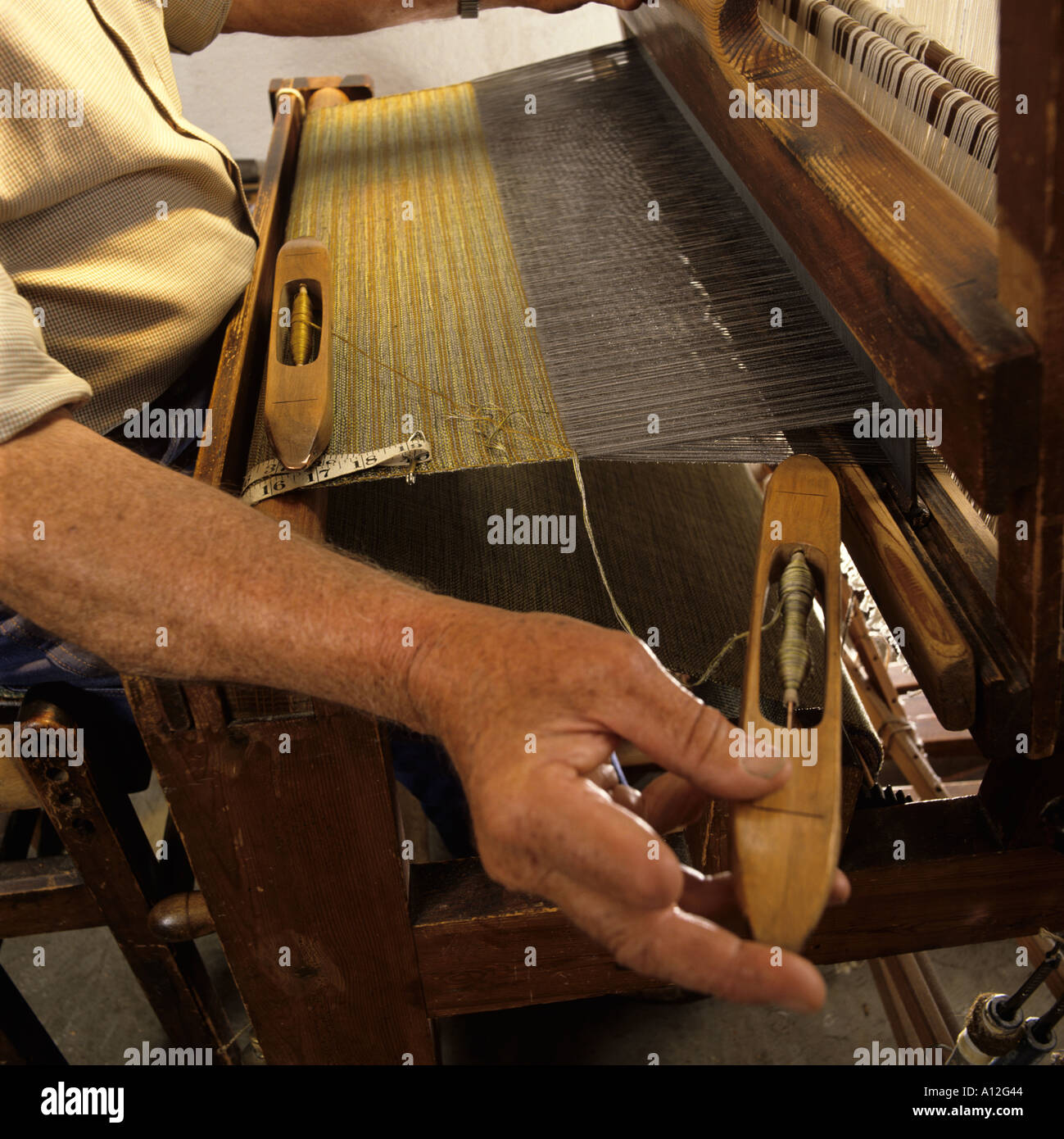 A weaver and his loom Stock Photo - Alamy
