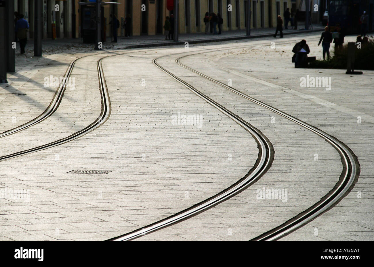 Tramlines in road hi-res stock photography and images - Alamy