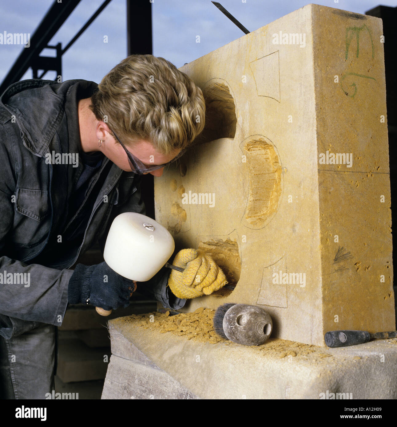 Stone Mason's yard Stock Photo - Alamy