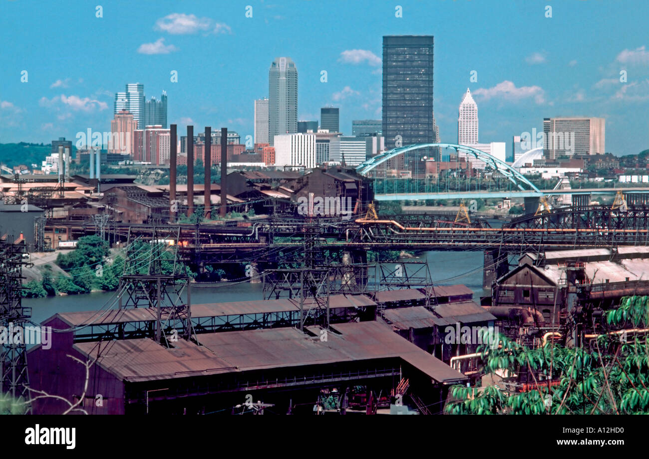 "Pittsburgh Pennsylvania" USA "U S X" "Steel Mill" with Downtown Stock ...