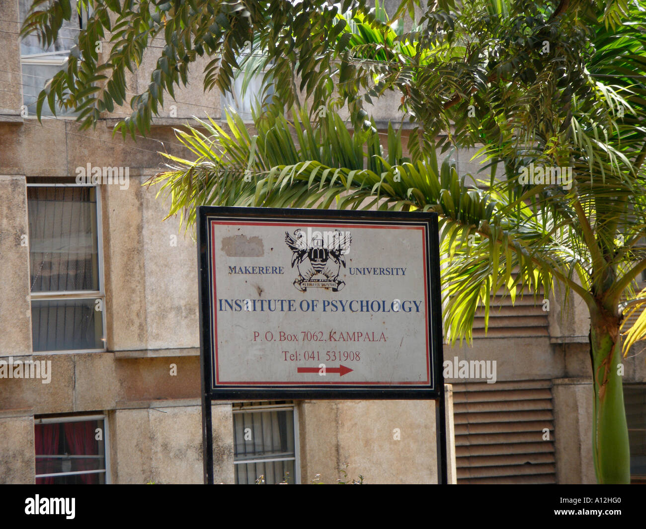 Signboard for Institute of Psychology on Makerere University Campus ...