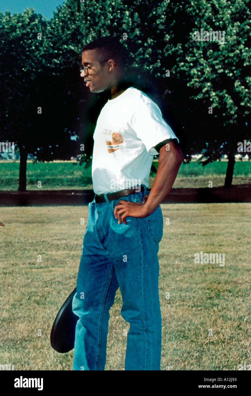 Sports Paris French African Teen Male Outside Standing in Profile ...