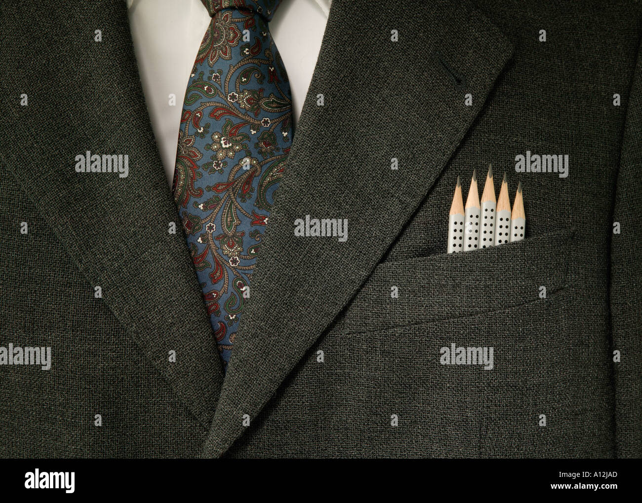 Mens suit jacket with five pencils in the top pocket Stock Photo - Alamy