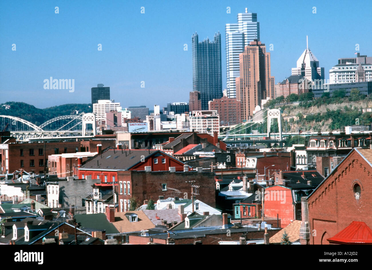 Densely Packed Housing "Pittsburgh Pennsylvania" USA Downtown Cityscape ...