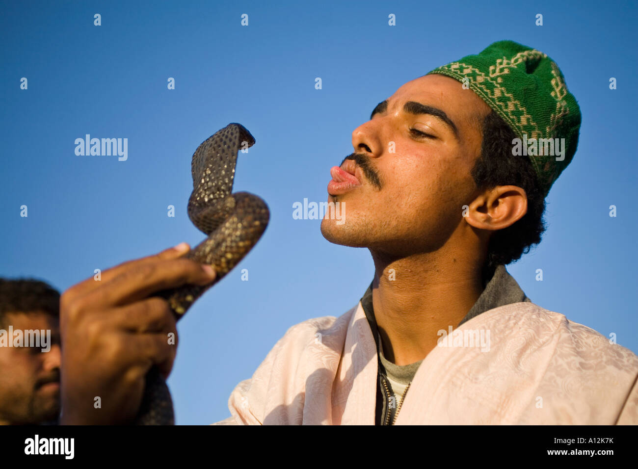Snake charmer in the Djemaa el-Fna market in Marrakesh Morocco Stock ...