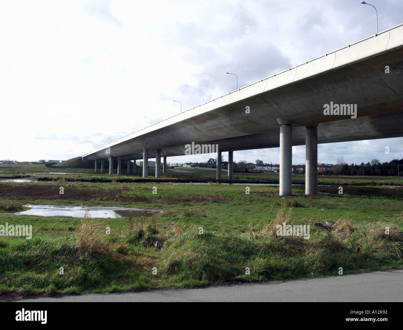 The motorway bridge over the Broadmeadow estuary near Swords County ...