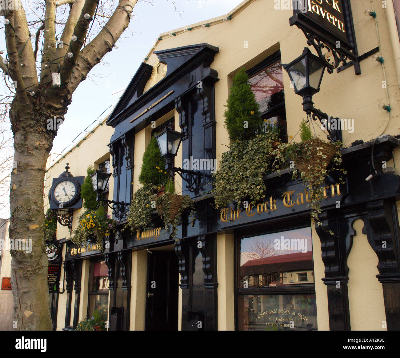 Frontage of a pub near Dublin Ireland built to convey a feeling of old ...