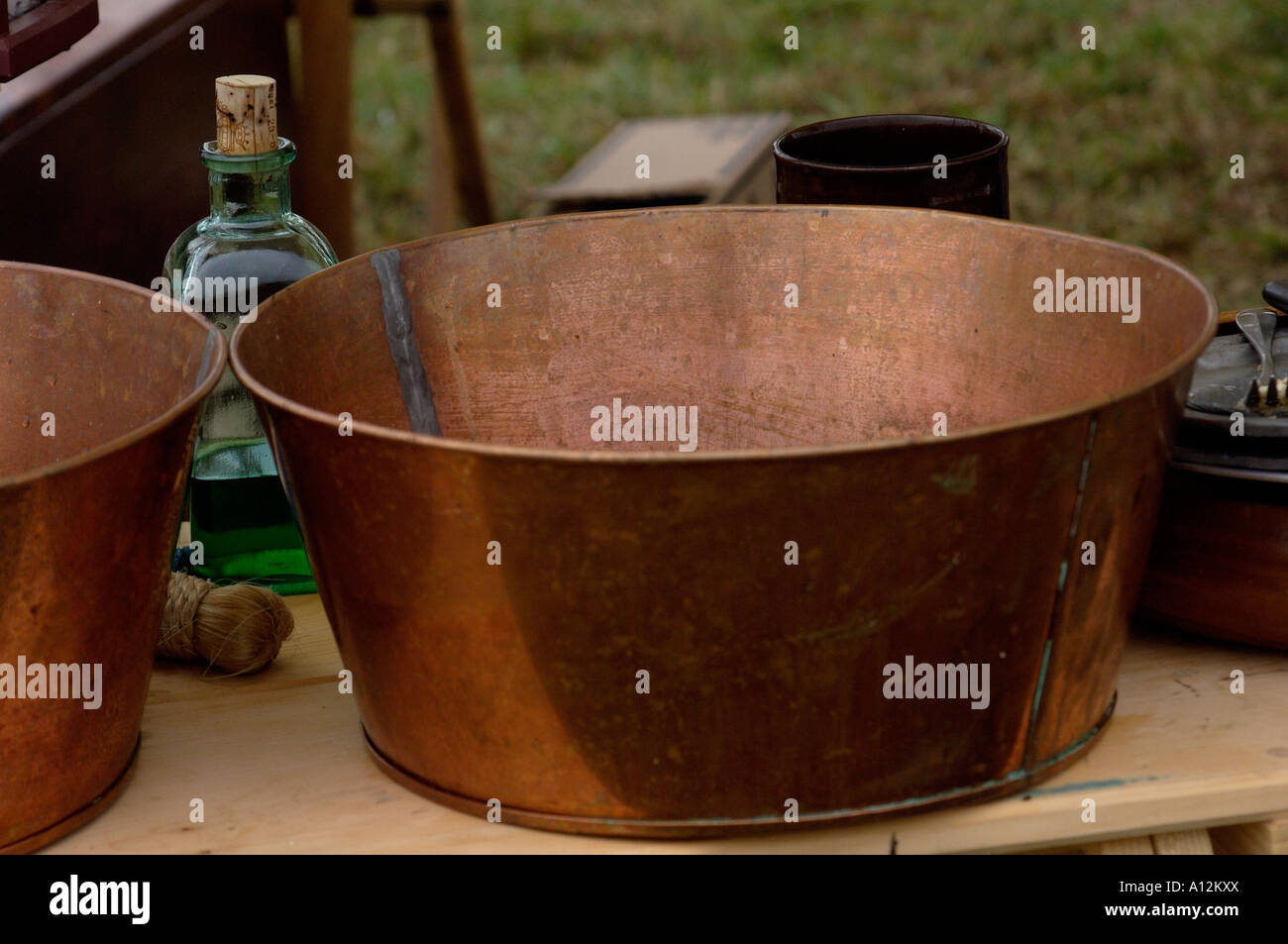 Copper pan at a Continental Army camp reenactment on Yorktown ...
