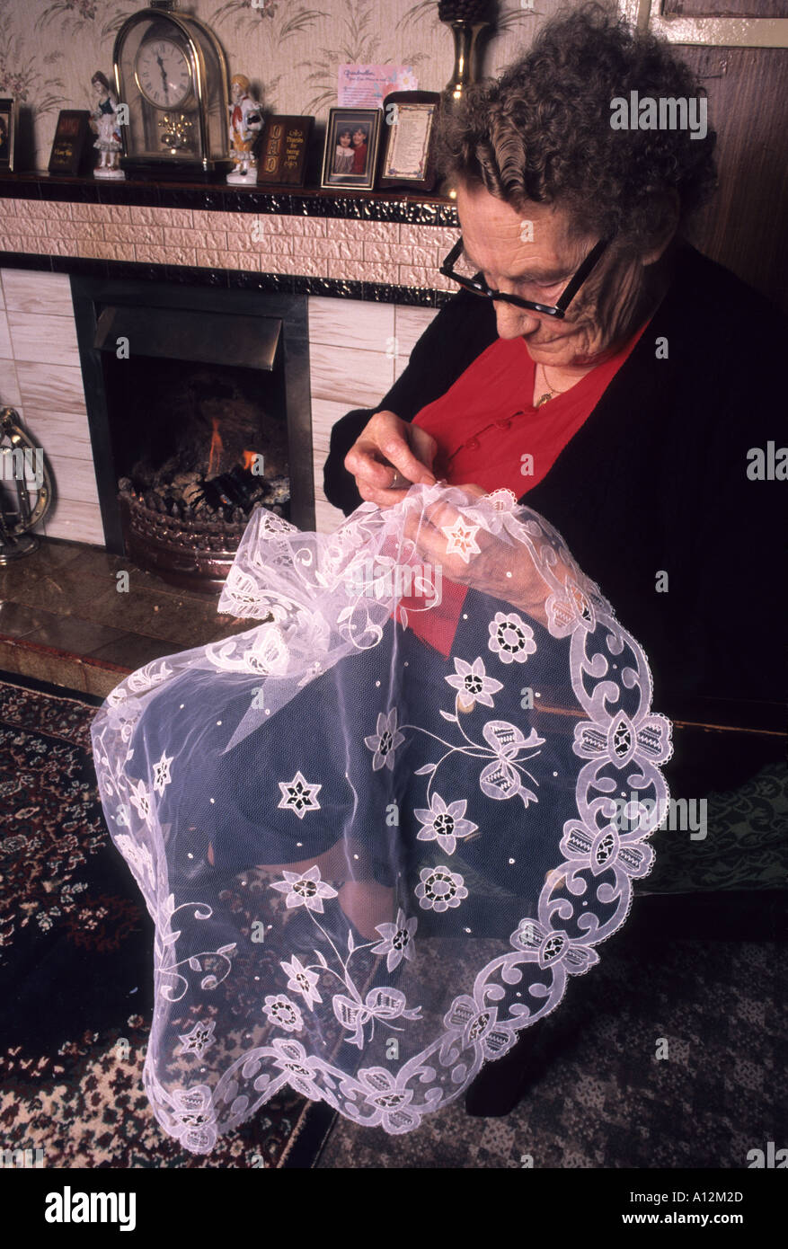 Traditional Carrickmacross Irish Lace Stock Photo - Alamy
