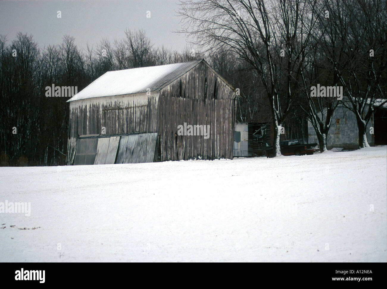 Old barn in winter Stock Photo - Alamy