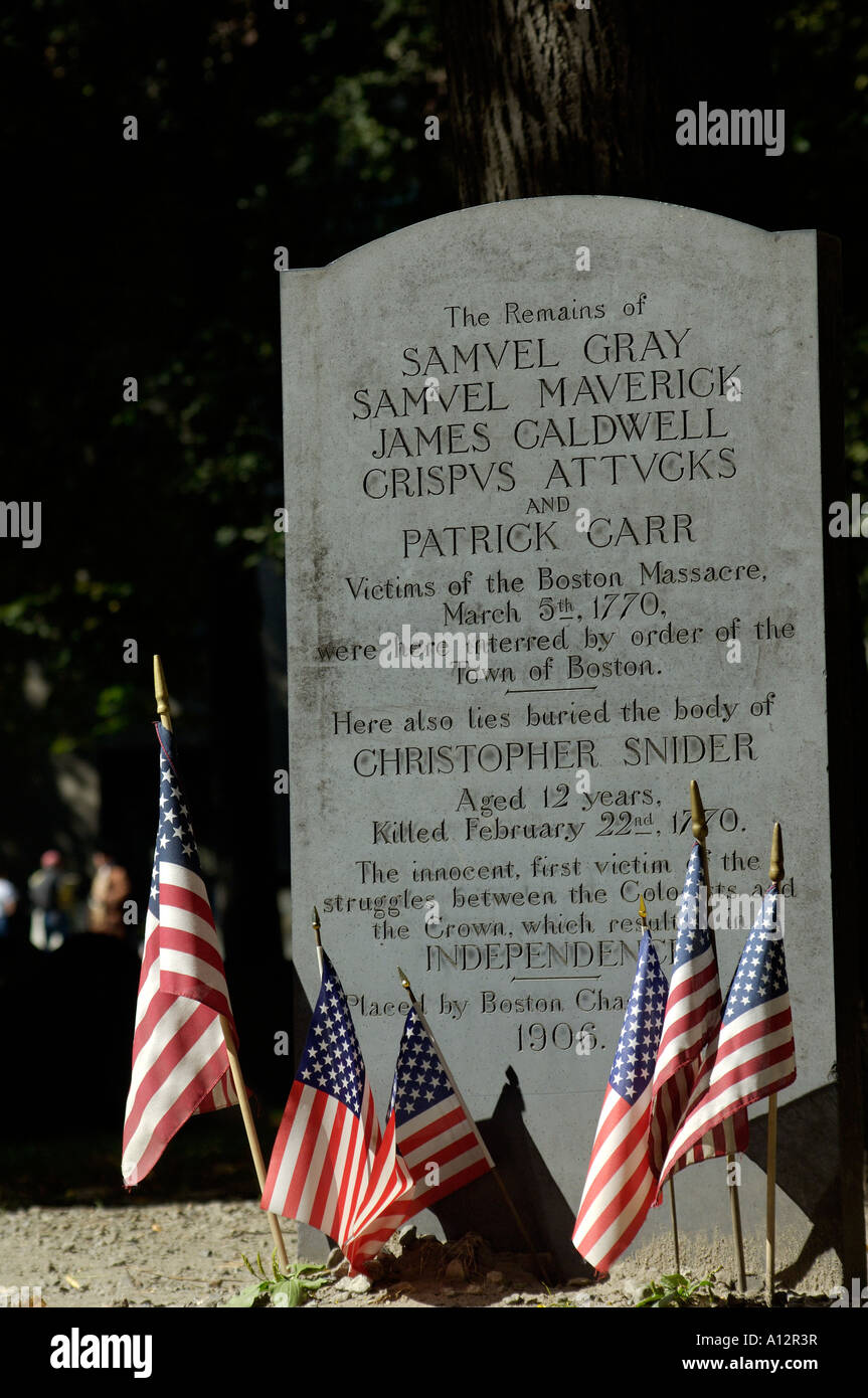 Boston Massacre victims grave Old Granary Burying Ground in Boston ...