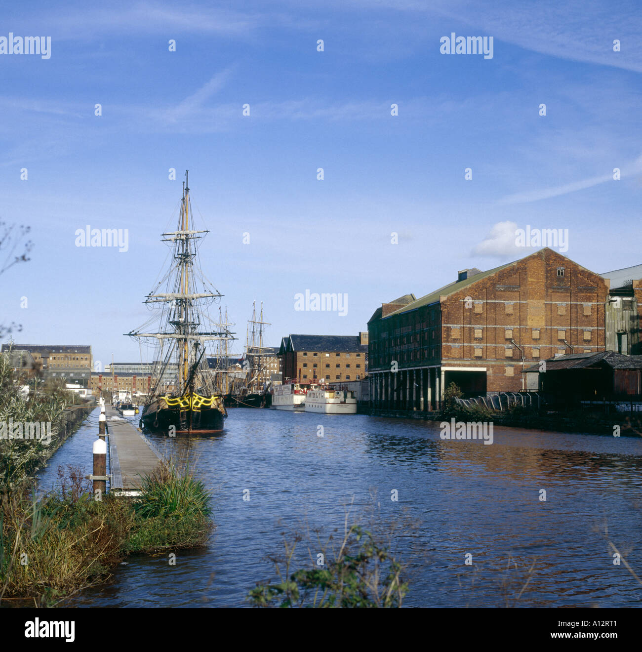 The Gloucester and Sharpness Canal at Gloucester Docks England Stock ...