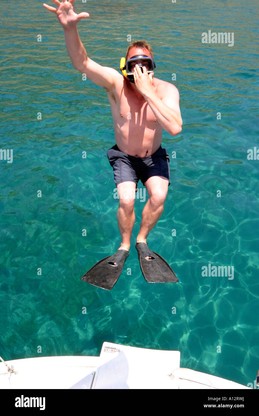 Diving backwards into the sea hi-res stock photography and images - Alamy