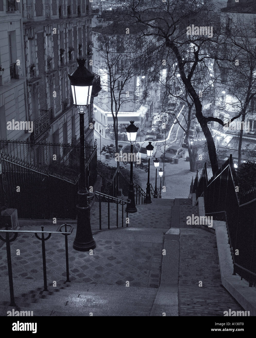 Steps descending from the Sacre Coeur cathedral, Paris France Stock ...