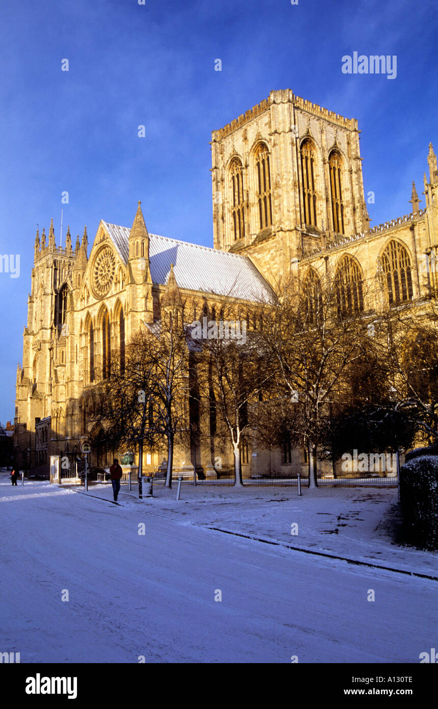 York Minster in winter snow scene York North Yorkshire England UK ...