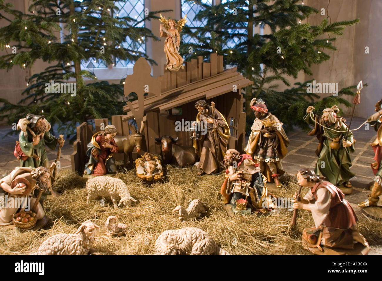 Nativity scene in St Marien Zu Lubeck (St Mary's Lubeck) North Germany ...