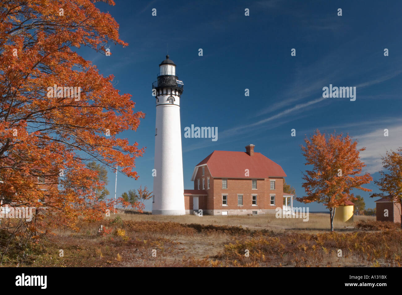 The Au Sable Point Lighthouse in the U P of Michigan Stock Photo - Alamy