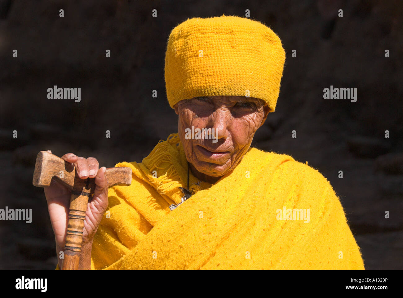 Yellow Nun Lalibela Stock Photo - Alamy