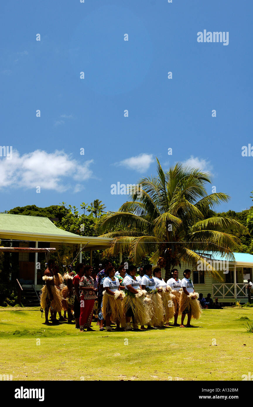 Traditional welcome by Fijian villagers of Dravuni island Stock Photo ...