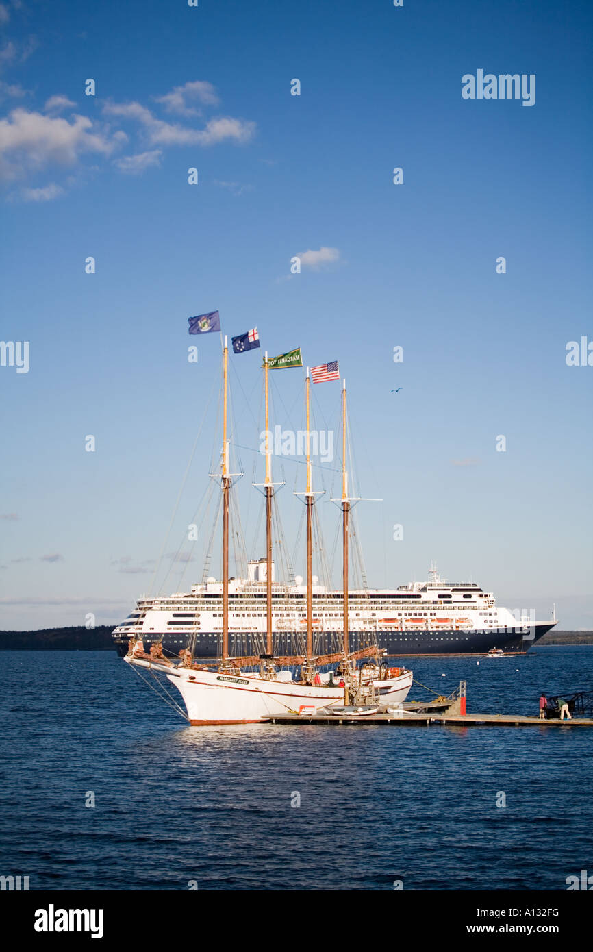 Cruise ship and Sail ship Stock Photo - Alamy