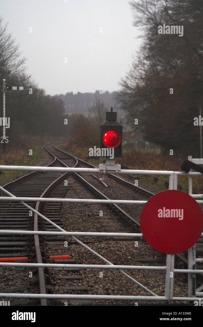 level crossing with fog light Stock Photo - Alamy