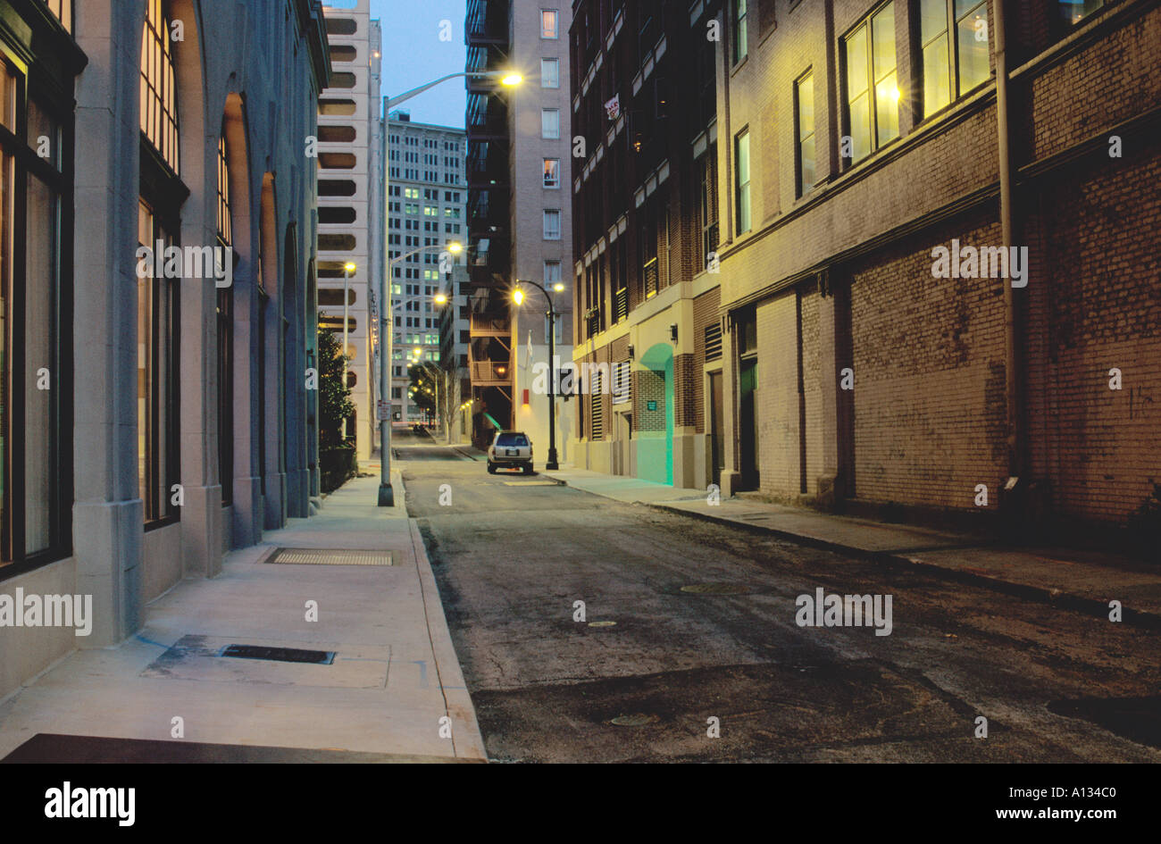 an abandoned empty city street at night Stock Photo - Alamy