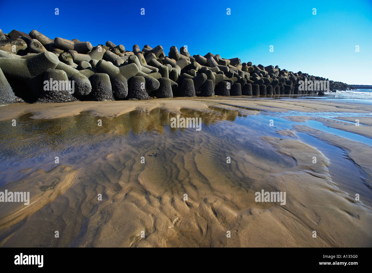 Breakwater on Aberavon Beach, Port Talbot, South Wales, UK Stock Photo ...