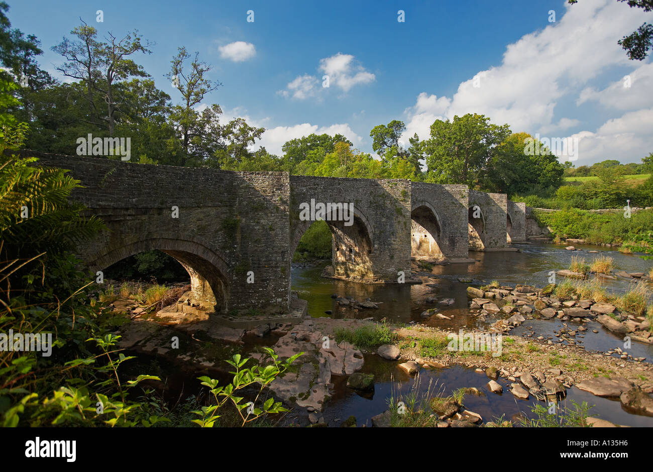 Ancient Bridge Llangynidr Brecon Beacons Mid Wales Stock Photo - Alamy