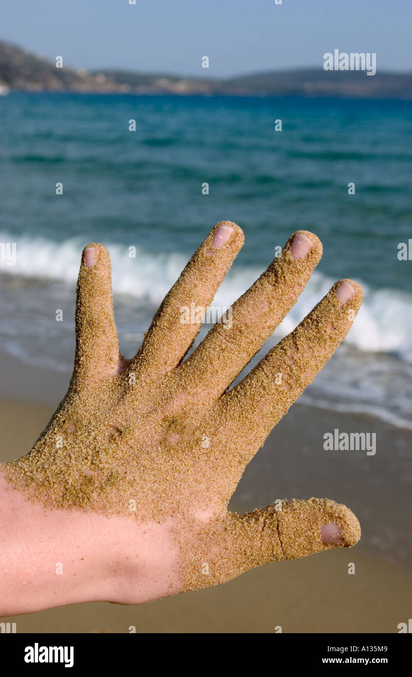 sandy hand of a boy Stock Photo - Alamy
