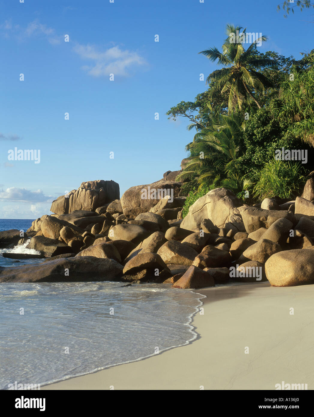 seychelles beach landscape sunset mahe Stock Photo - Alamy