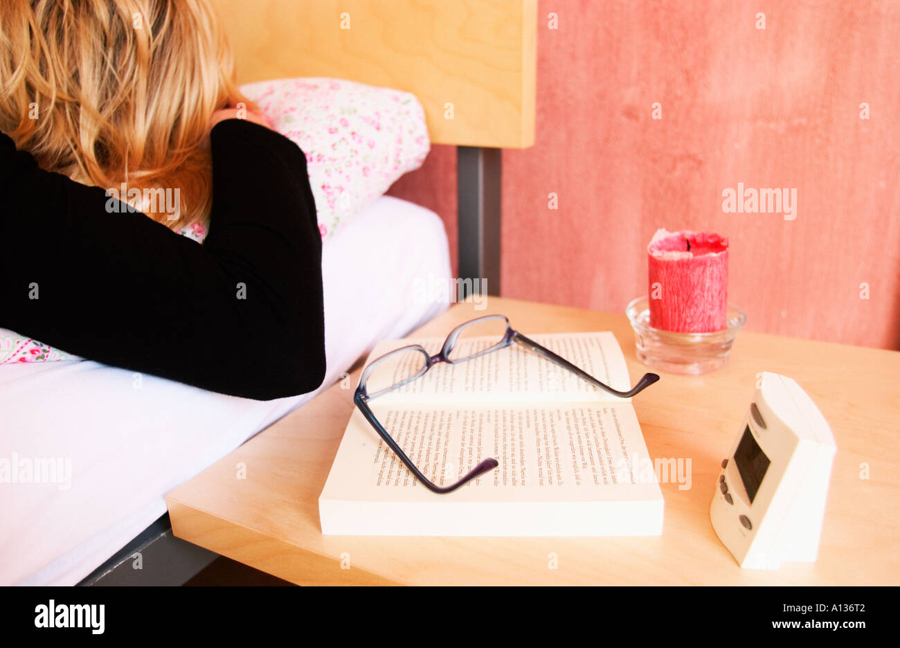 Woman sleeping open book hi-res stock photography and images - Alamy