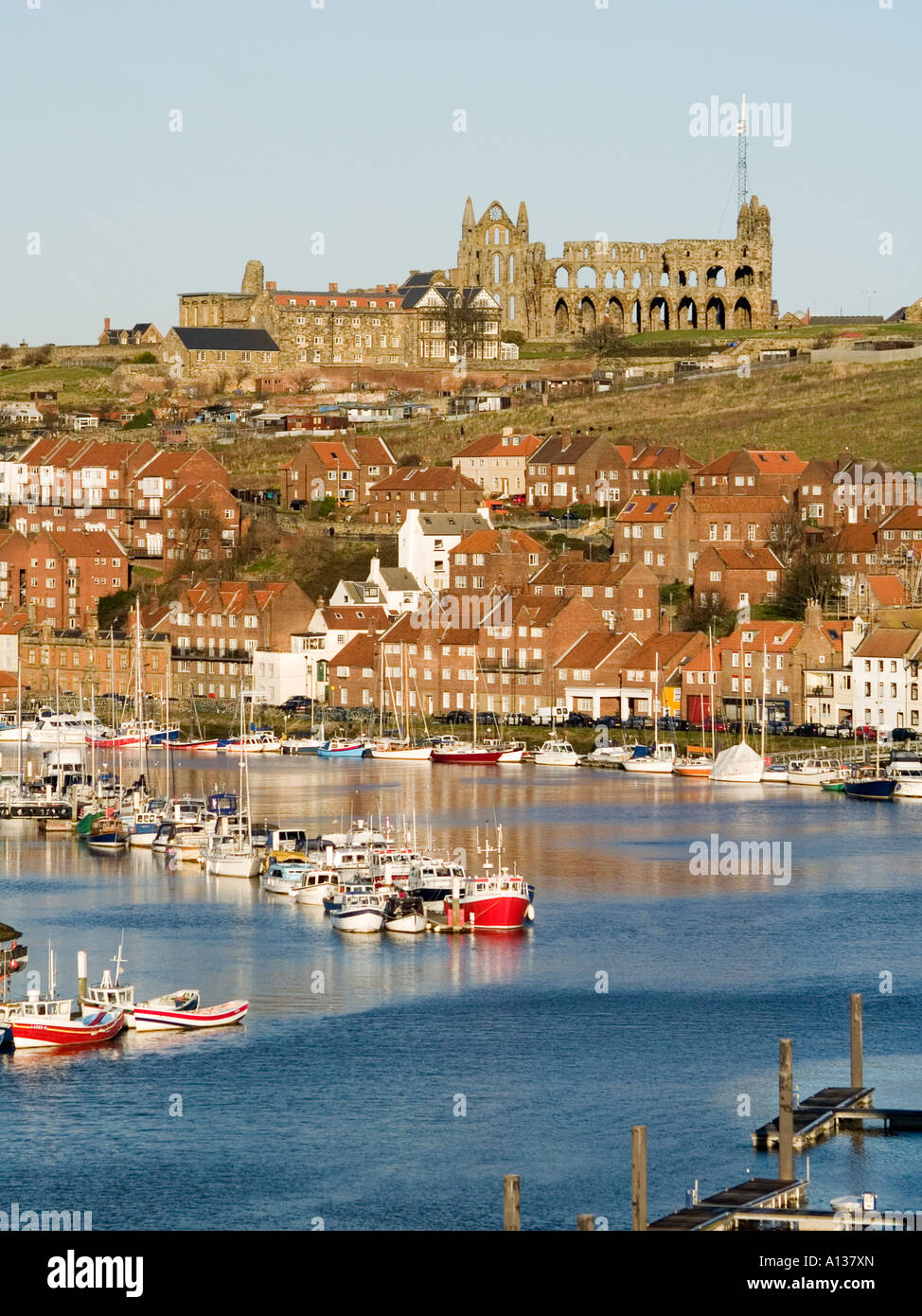 Pleasure craft in the River Esk at Whitby North Yorkshire Stock Photo ...