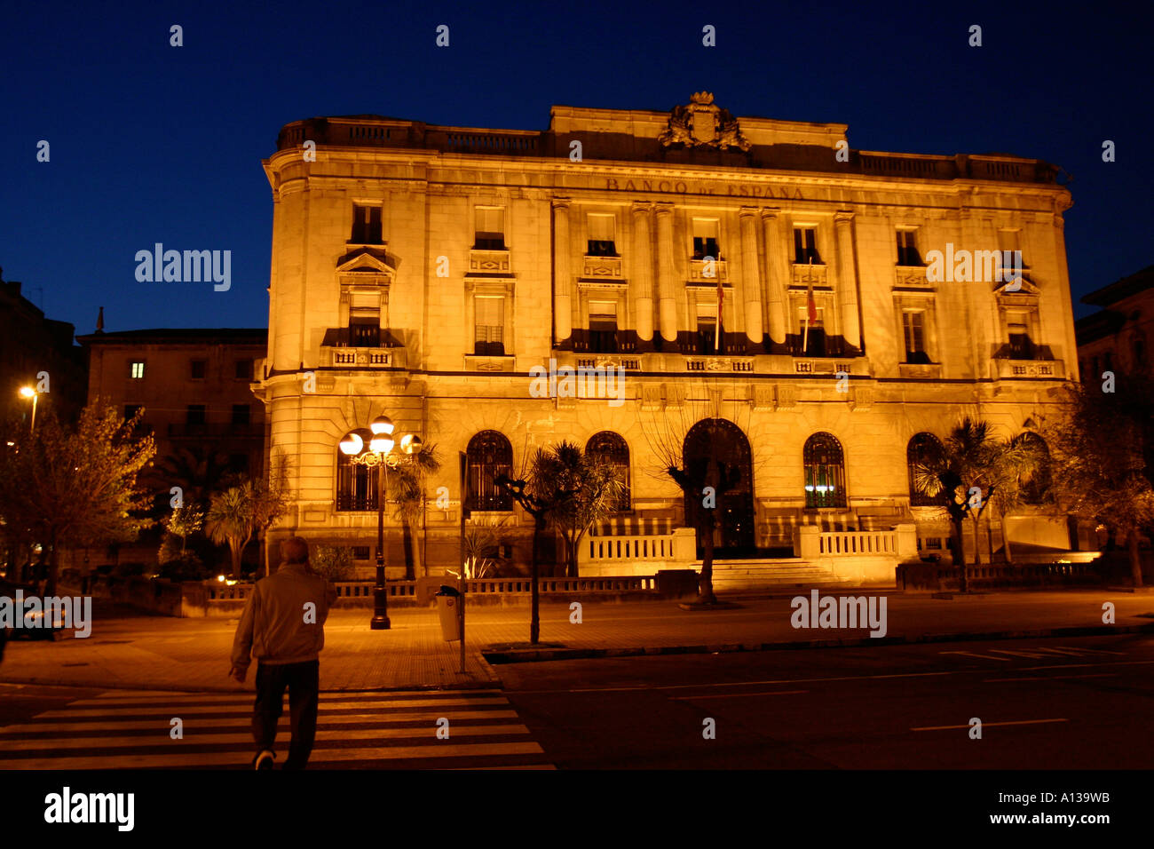 The old town at night Santander Stock Photo - Alamy